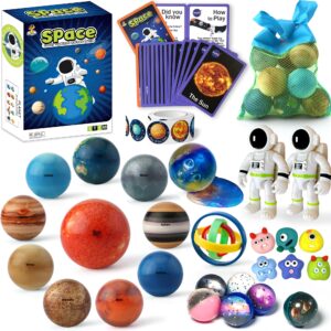 solar system planets toys for kids, stem educational sensory toys for autistic children non-toxic, space astronaut slime ball alien monster toy set with mesh storing bag for 3-5-8-10 boy girls