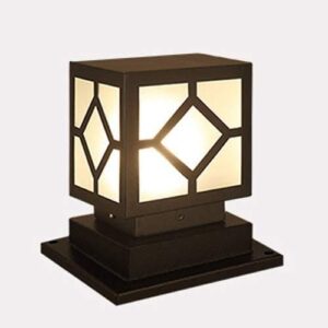 bwldma square retro courtyard lamp led outdoor waterproof post lamp retro industrial home garden pillar light glass lampshade gate villa courtyard park column headlight (size : 28cm)