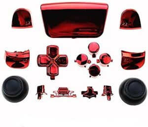 ocity chrome full buttons set d-pad trigger lt rt lb rb button joysticks for ps5 controller (chrome red)