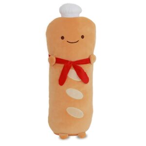 mdxmy 20.8'' french baguette plush pillow funny food bread plushie soft hugging pillow with red scarf (baguette)