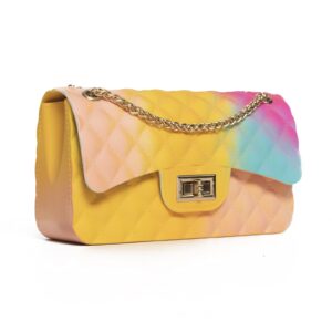 rainbow jelly purse, colorful shoulder bags for women girls, pvc fashion crossbody bag purses