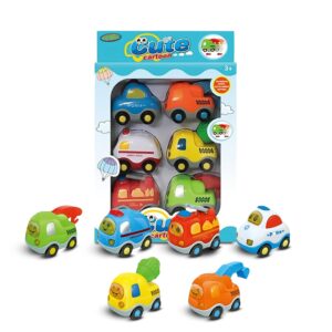 toysery 6 set city cars and trucks toddler toys, pull back vehicles toy cars for kids, ambulance toy, police car toy, crane, agitating lorry, fire engine girl and boy toys, friction car toy play set