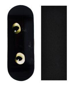 teak tuning premium fingerboard graphic deck, midnight stare - 34mm x 97mm - heat transfer graphics, pro shape & size - pre-drilled holes - includes prolific foam tape