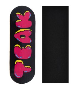 teak tuning premium fingerboard graphic deck, donut teak logo - 32mm x 97mm - heat transfer graphics, pro shape & size - pre-drilled holes - includes prolific foam tape