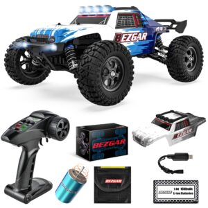 bezgar hm124 brushless rc car - 1:12 scale 52+km/h high speed rc truck, 4x4 offroad waterproof for all terrains, hobby grade remote control truck for adults and kids boys with rechargeable battery