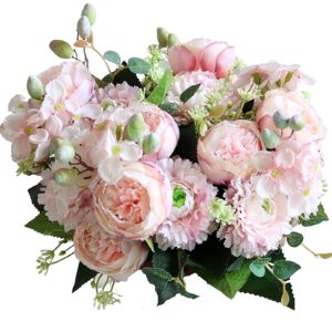 astryas artificial flowers, 2 pcs pink peonies fake peony flowers light pink silk peonies arrangements for home office party wedding decoration