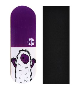 teak tuning premium fingerboard graphic deck, purple yeti - 32mm x 97mm - heat transfer graphics, pro shape & size - pre-drilled holes - includes prolific foam tape