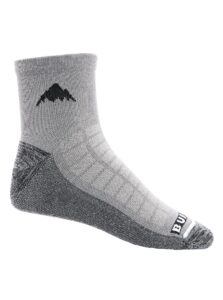 burton lightweight quarter crew socks, gray heather, m