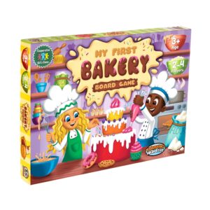 jumping high fives my first bakery board game - a sweet matching tile game for 1-4 kids ages 3 and up, a fun and colorful cooperative memory game, children learn new skills through hands-on play