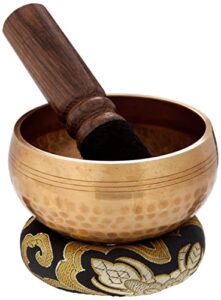 shop simply perfect tibetan singing bowl set with wooden mallet striker and plush cushion, support meditation, mindfulness, and holistic healing, help restore gratitude and relaxation