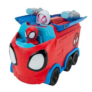 marvel spidey and his amazing friends web spinning hauler - 8-inch 3-in-1 transforming vehicle - toys featuring your friendly neighborhood spideys