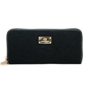 anais gvani by dasein smooth genuine leather zip-around wallet with suede texture (e003 black)