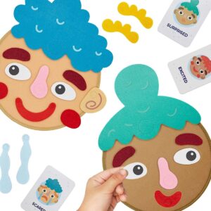 social emotional games for kids & toddlers - make faces to describe feelings & emotions - 9 emotion cards - social emotional learning activities toy for home classroom - gift for 3 4 year old girl boy