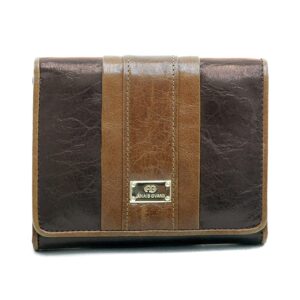 anais gvani by dasein petite genuine leather tri-fold wallet (coffee brown)