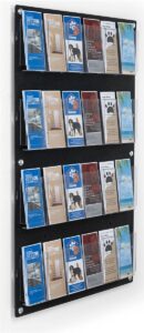 displays2go wall pamphlet display, acrylic, 12/24 adjustable slots, aluminum standoffs - black (2rp12blk)