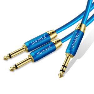 nuosiya 1/4 insert cable, 6.35mm 1/4" trs to dual 6.35mm 1/4" ts mono stereo y-cable splitter cord compatible for speaker,amplifier, home stereo systems -6.5ft