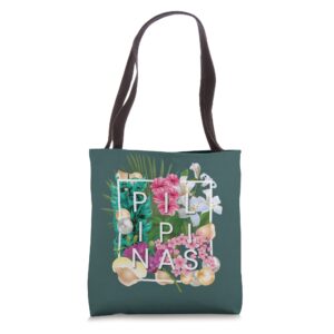 flowers of philippines, pilipinas word art - filipino pride tote bag