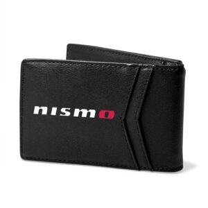 ipick image made for - nissan nismo black pu leather slim rfid resistant bi-fold men wallet