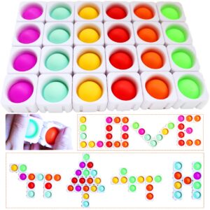 24 pcs fidget blocks, push silicone popper fidget sensory toy, infinity diy pop building blocks, great tool for classroom (white)