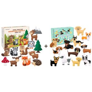 ciyvolyeen 2 pack animals sewing craft kit for kids- woodland animals felt sewing craft kit & puppy craft kit for beginners