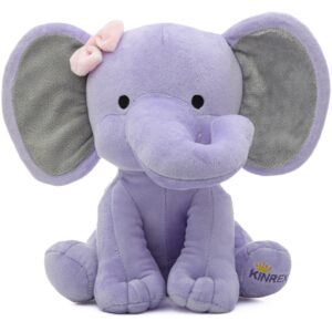 kinrex elephant stuffed animals – stuff animal plush toy for babies girls boys, elephants plushie teddy bear toys for birth stats baby shower infant newborn boy & girl, purple measures 9 inches