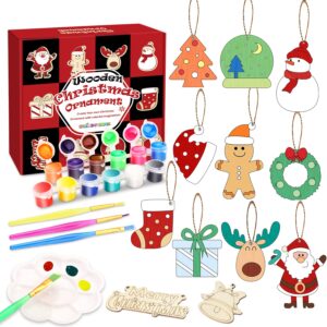 springflower 36pcs wooden christmas ornaments for hanging decorations,12 styles unfinished wood slices with holes for kids,diy craft gift toys with paint set for girls and boys ages 5 6 7 8 9 10 11 12