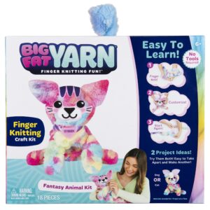 big fat yarn fantasy animal kit - finger knitting fun - diy all in one knitting kit – level 3: advanced, arts and crafts for kids teens tweens and adults - make your own animals - ages 6+