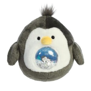 aurora world snowglobe bellies - 5" snow much fun penguin, grey