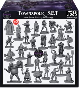 newcombie wildspire 58 fantasy miniatures set townsfolk characters for dnd miniatures bulk 28mm dungeons and dragons miniatures | for dnd minis and d&d miniatures i character sheets & quests