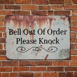 godblessign bell out of order please knock door vintage quotes metal sign,retro quote words bar men cave garden wall art,rustic farmhouse aluminum sign,home decor