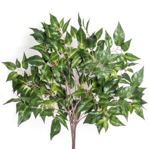 grand verde ficus tree branches artificial greenery bulk faux plants green silk leaves 23” long stems diy home decor indoor outdoor, 4pcs