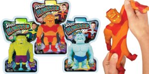 ja-ru squishy monster 6 inch (3 stretchy toys assorted) stretch action figures & bendy toys for kids. stress relief fidget toys. anger management toys. superhero party favors. 4306-3s