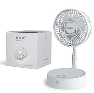 inno portable fan & essential oil diffuser – foldable standing or desk fan with night light, air diffuser, humidifier – 24 hr. run time, peach pink