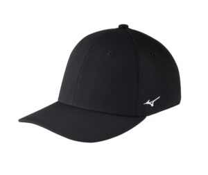 mizuno stretch fitted team hat, x-small/small, black