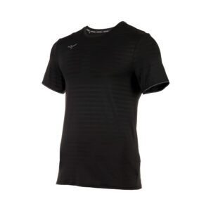 mizuno men's athletic eco short sleeve tee, black, large