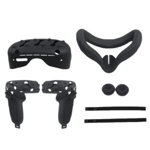 bwwnby protective gaming controller grip cover facial cushion set for oculus quest 2(black)