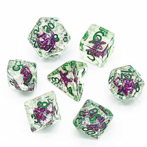 udixi 7pcs dnd dice, d&d dice, ocean polyhedral dice set role playing dice for dungeons and dragons rpg mtg table games (green-purple starfish)