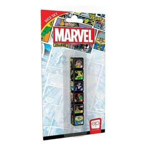 marvel villains dice set | collectible d6 dice featuring thanos, doctor octopus, red skull, venom, loki, and modok | officially licensed 6-sided dice