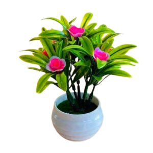 narutosak artificial plant pot hibiscus flower hotel garden decor plastic colorful imitation flower pot for home, pink