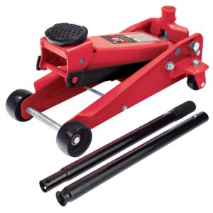 k tool international 63131b 3 ton automotive service floor jack for garages, repair shops, and diy, portable, compact, 6,000 lbs. capacity, hydraulic lifting range 5.5" - 8.75", heavy duty steel, red