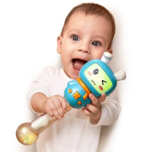 tumama baby rattle music toy,light and sounds toy for toddler 6 7 8 9 10 11 12 months,hand rattle stick，baby educational musical instrument,baby sleep soother toy,musical baby toys 6 months up(blue)