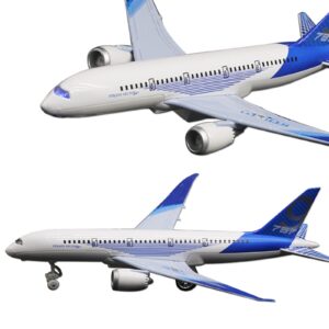 otonopi airplane toys bump and go airlines die cast metal model plane toy with lights and sounds for kids blue