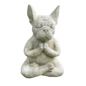 qistubay french bulldog statue, meditating sitting french bull dog decoration, super cute yoga pray bull dog ornament for garden lawn home decor