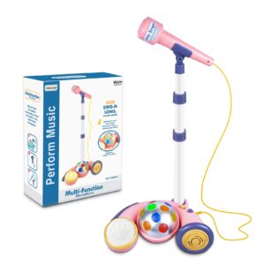 cyurmjun kids microphone with stand, kids karaoke machine music toys, toy microphone with stand for kids boys girls birthday