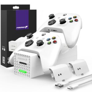 fosmon dual 2 controller charger station with 2x 2400mwh rechargeable battery pack compatible with xbox series x/s controllers (not for xbox one/360)