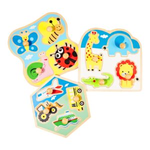 wooden puzzles for toddlers 1-3 animal shape chunky puzzles 3 pack peg puzzles for 12-18 months birthday gifts for preschool boys and girls montessori toys