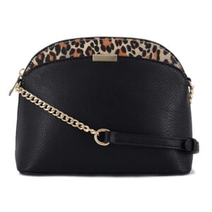 v+benie paisley | leopard accent small dome crossbody bag with chain strap small purse handbags for women, black