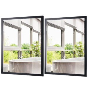 crugla 2 packs 16x20 rectangle wall mirrors black hanging mirror for bathroom, living room, bedroom