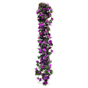 alinredbx 5pcs artificial flowers fake rose vine flowers plants hanging rose ivy for home hotel wedding party garden décor (dark purple)