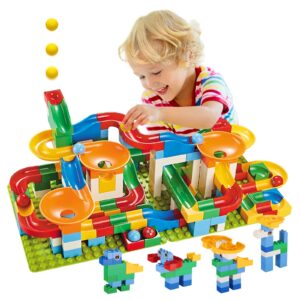 marble run,176 pcs marble runs for kids 4-8, marble run race track，stem learning toys， marble run building blocks classic marble track for boys girls toddler age 3,4,5,6,7,8+